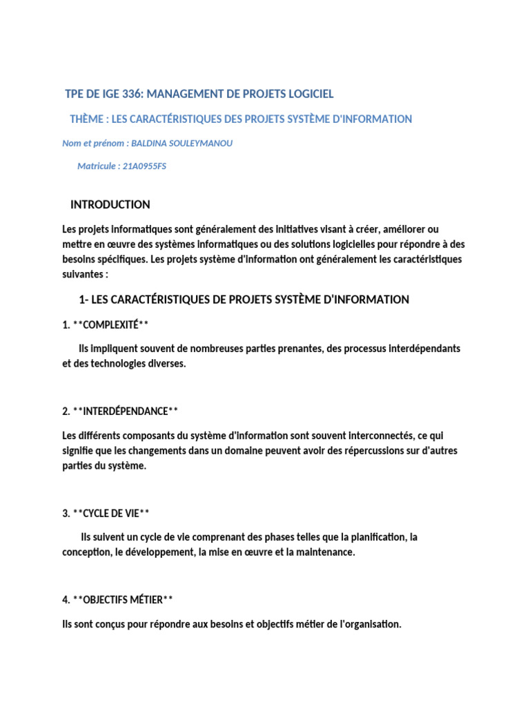TPE DE MANAGEMENT DE PROJET | PDF