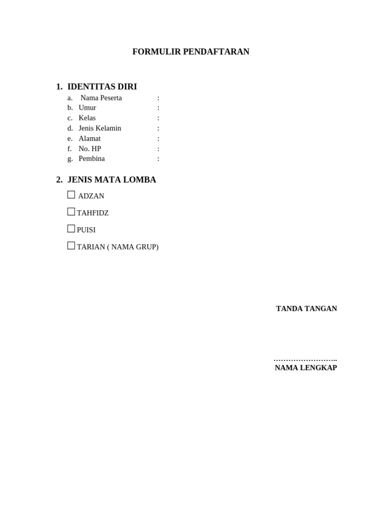 Formulir Pendaftaran KKN | PDF