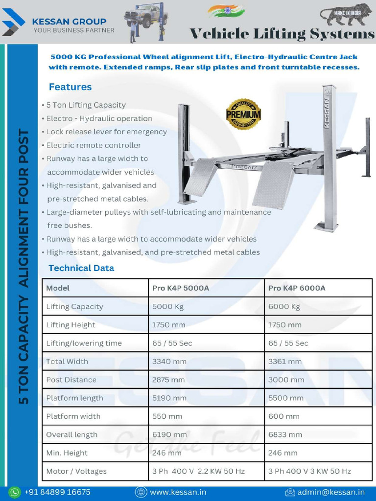 Kessan 4 Post Alignment Lift | PDF