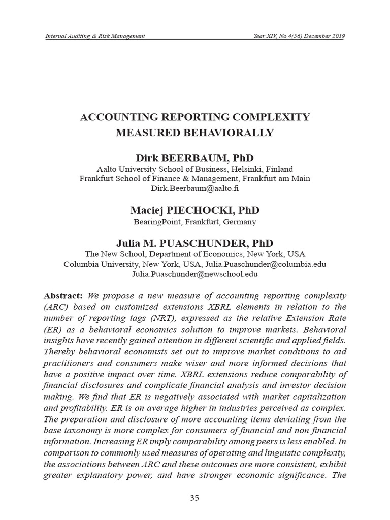 Accounting Reporting Complexity Measured | PDF | International ...