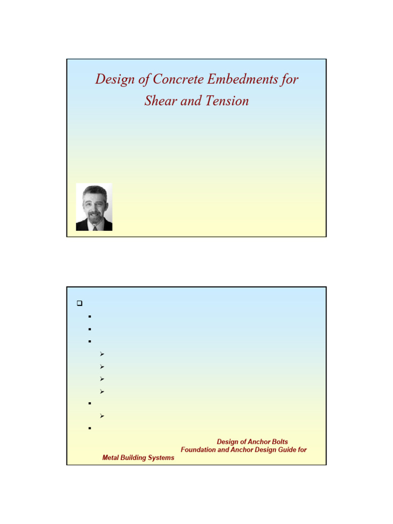 ASCE Webinar - Design of Concrete Embedments For Shear and Tension | PDF