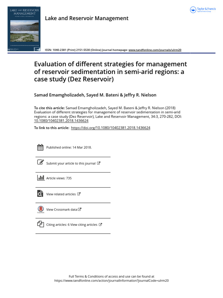 Evaluation of Different Strategies For Management of Reservoir ...