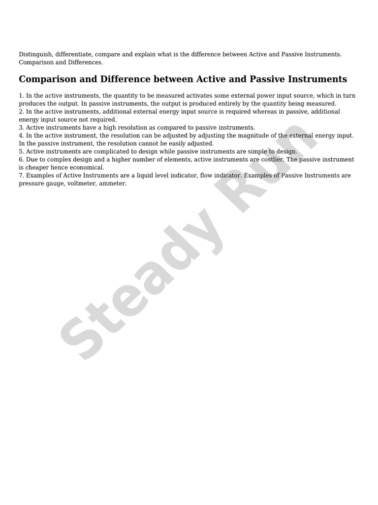 Difference Between Active and Passive Instruments | PDF | Finance ...