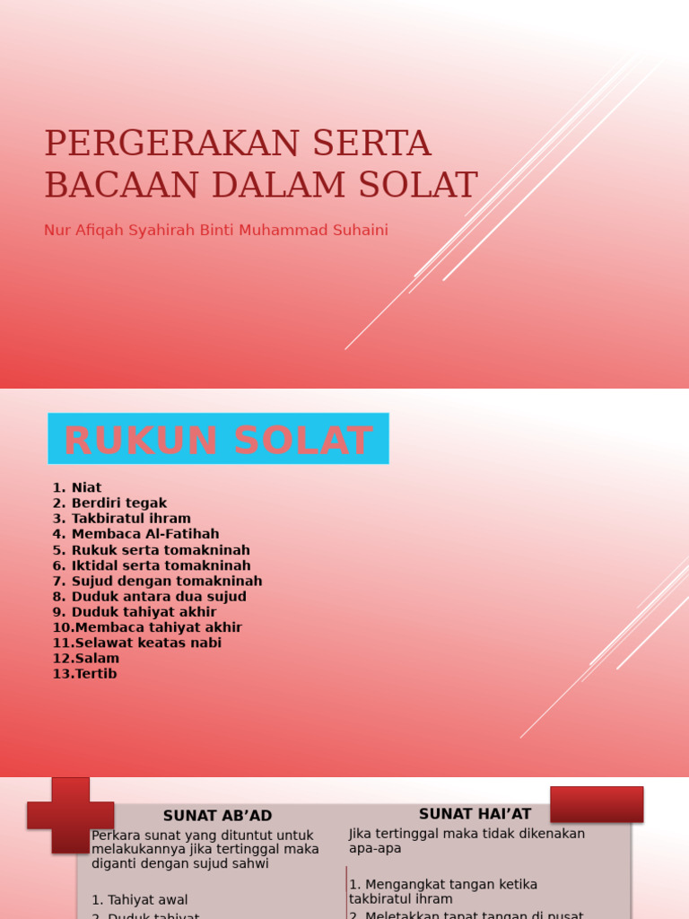 PERGERAKAN SERTA BACAAN DALAM SOLAT | PDF