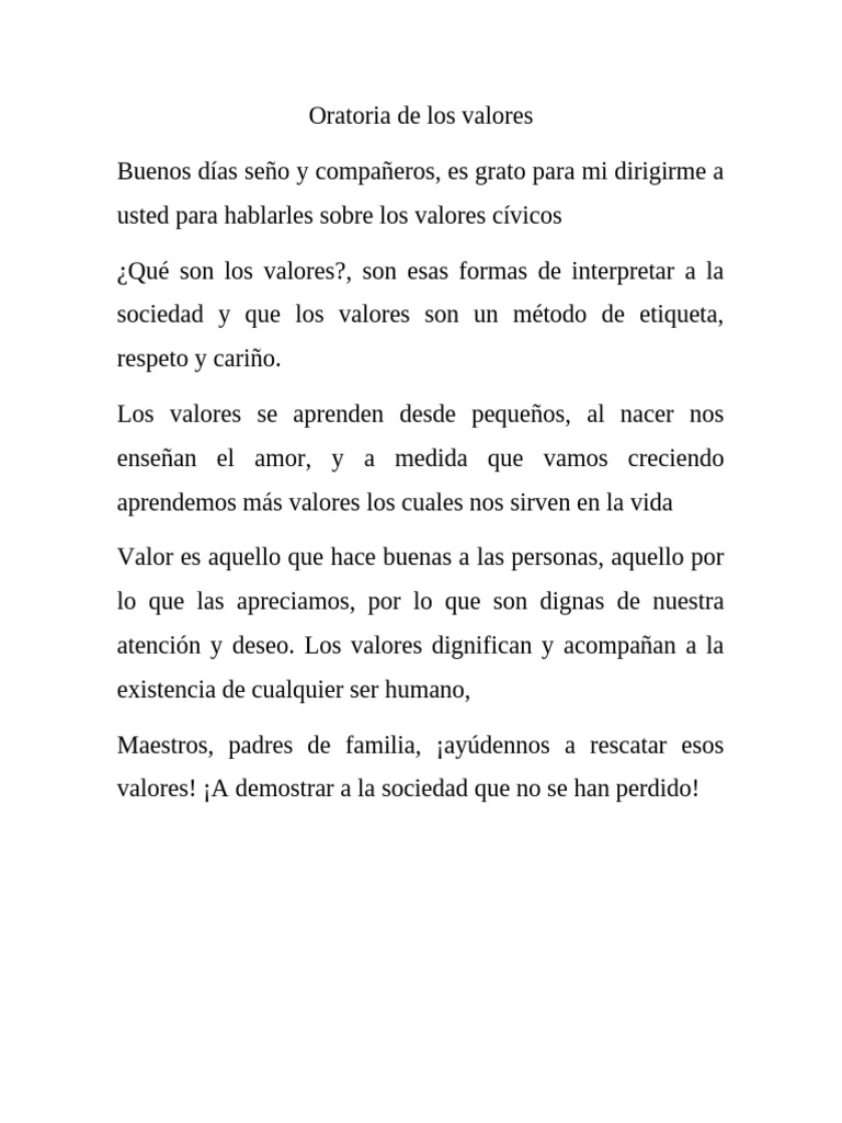 Oratoria de Los Valores | PDF