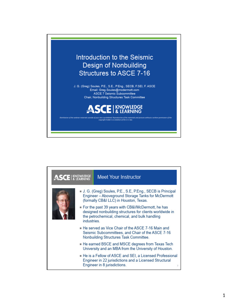 ASCE Webinar - Introduction To The Seismic Design of Nonbuilding ...