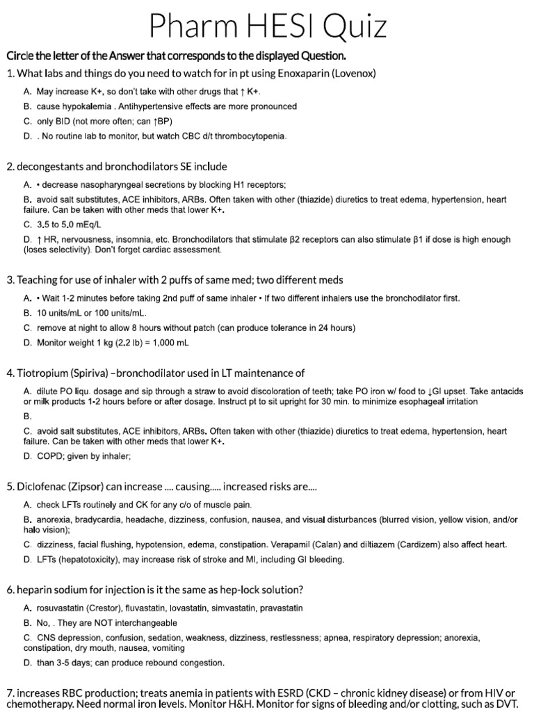 Pharm HESI Quiz Studystack | PDF