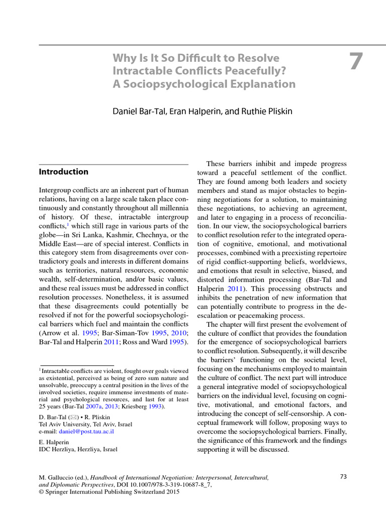 Why Is It So Difficult To Resolve | PDF | Social Psychology | Social ...