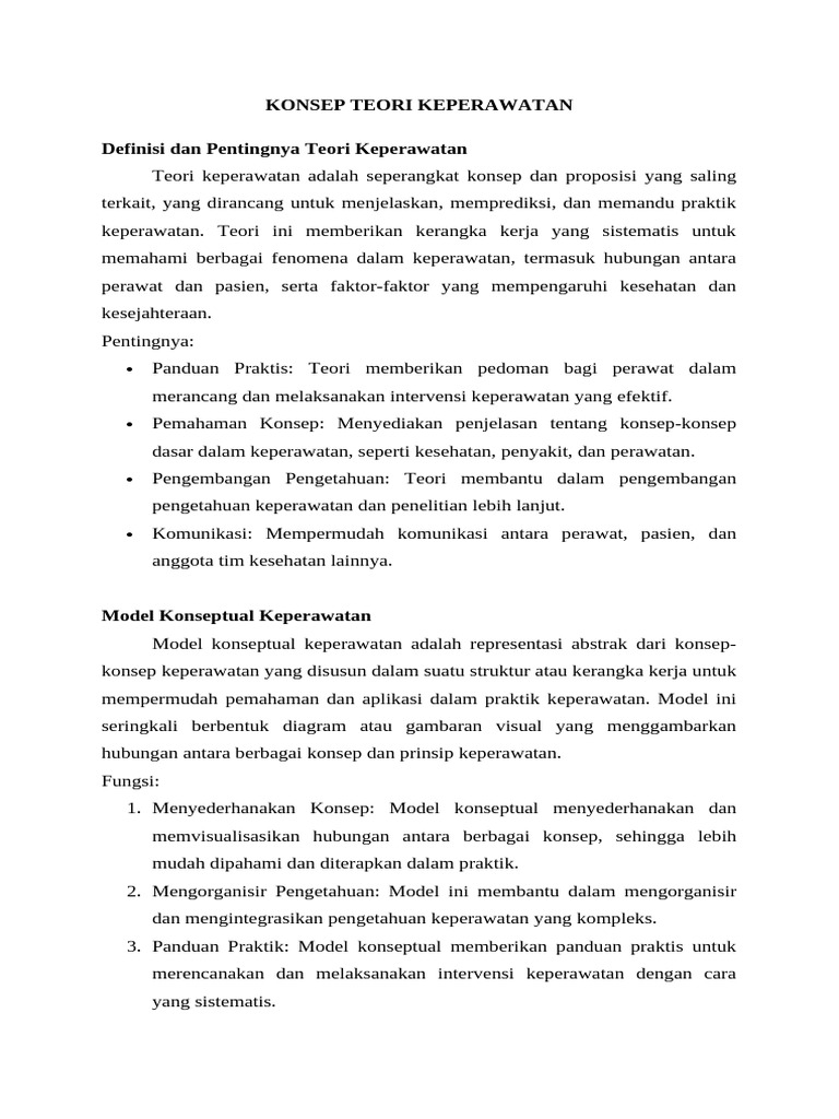 Konsep Teori Keperawatan | PDF