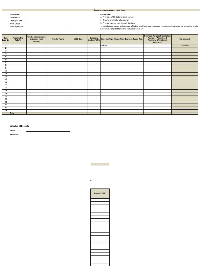 Manual Expense Claim Form | PDF