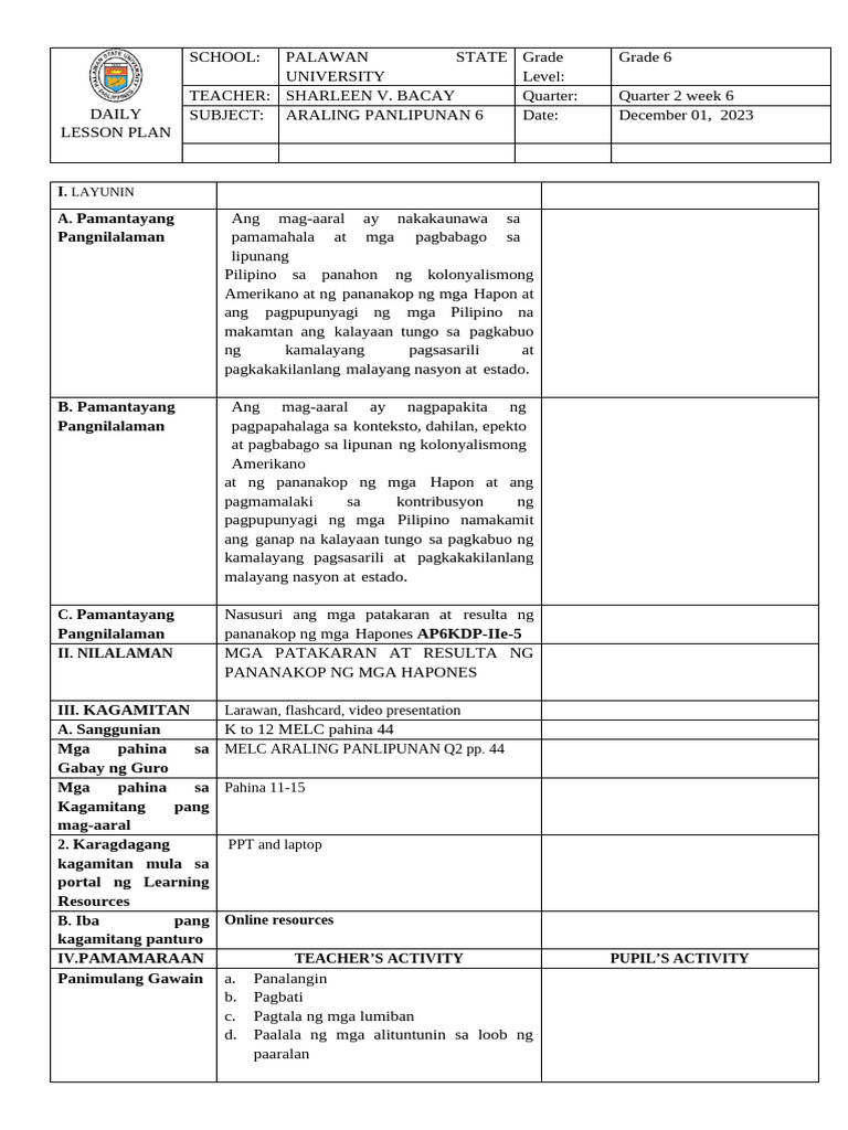 BACAY DLP in APAN FINAL | PDF