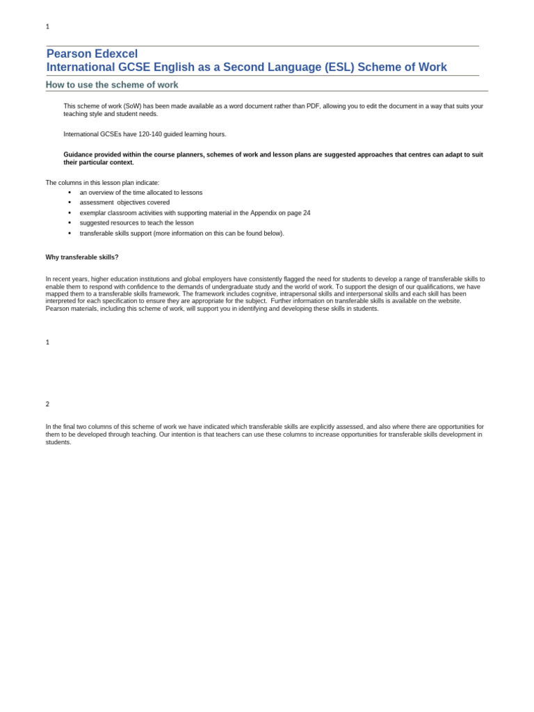 IGCSE Scheme of Work | PDF