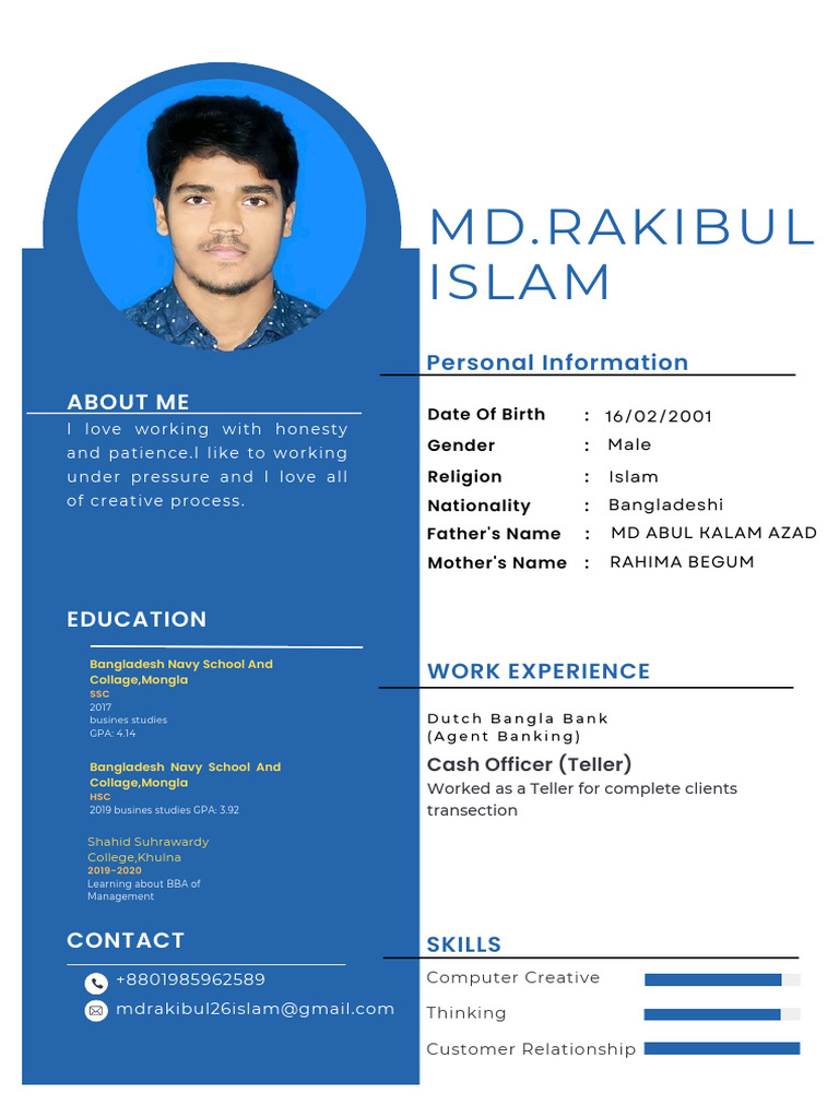 Md Rakibul Islam Bio-Data | PDF
