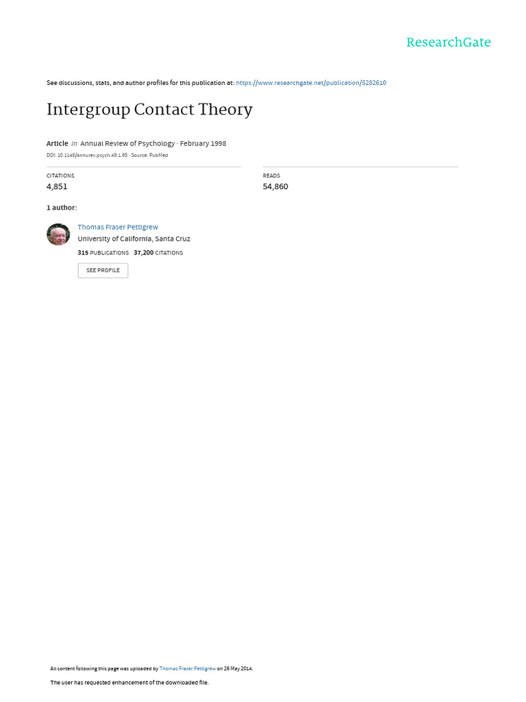 Intergroup Contact Theory | PDF | Stereotypes | Prejudices