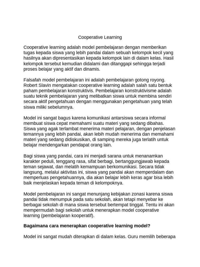 Cooperative Learning | PDF