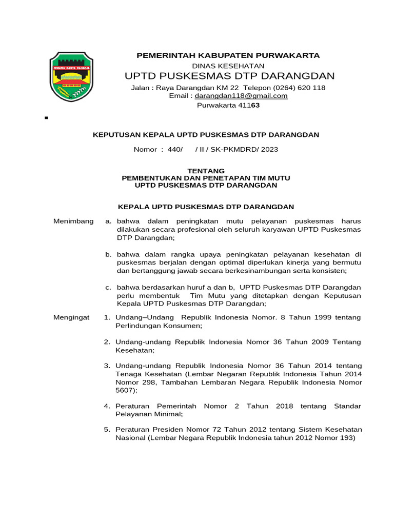 sk tim mutu 2023 | PDF