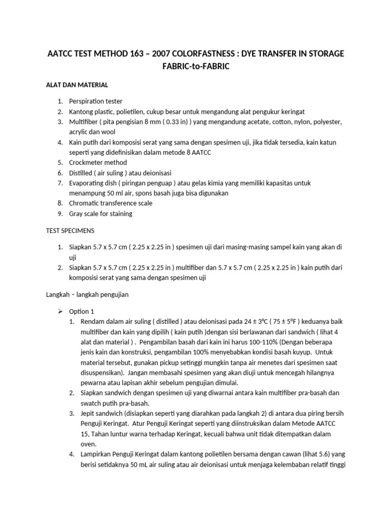 Aatcc Test Method 163 | PDF
