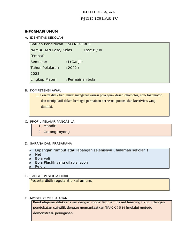 Modul Ajar PBL | PDF