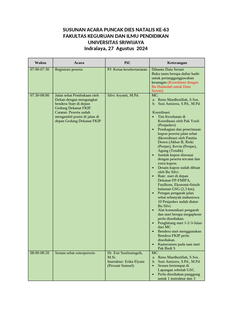 Rundown Acara Puncak Dies Natalis 26824 | PDF