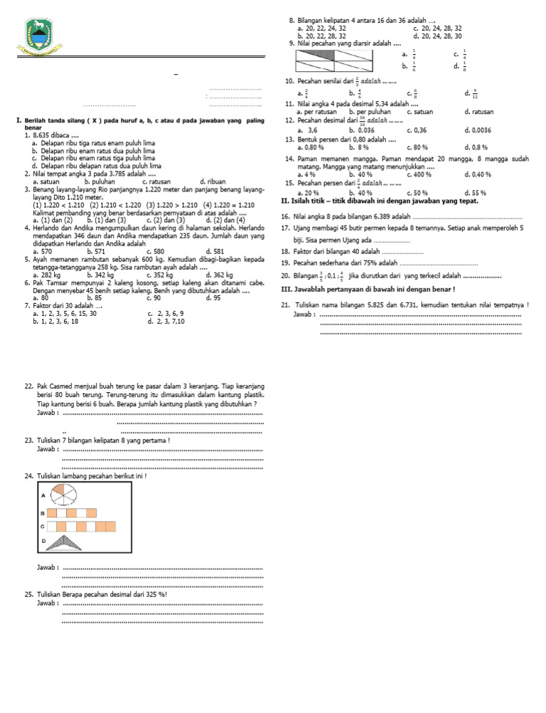 SOAL SAS Kelas 4 Matematika | PDF