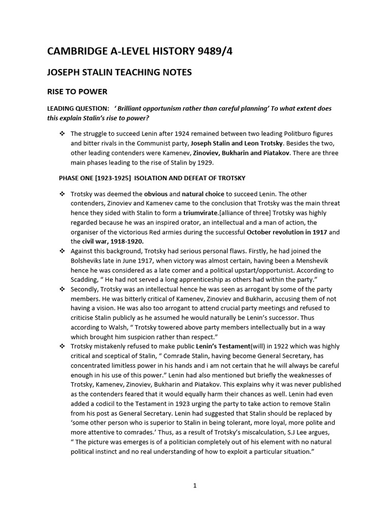 Joseph Stalin a-level Notes 2 | PDF