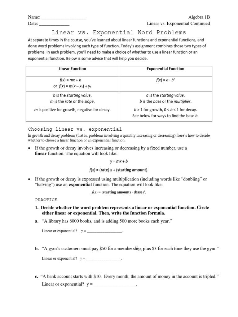 Linear Vs Exponential-1-5 | PDF | Exponential Function | Mathematical ...