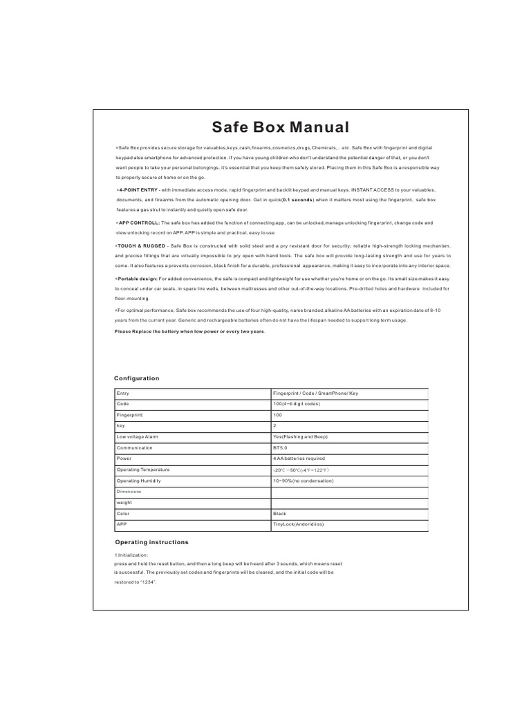 Safe Box Manual | PDF