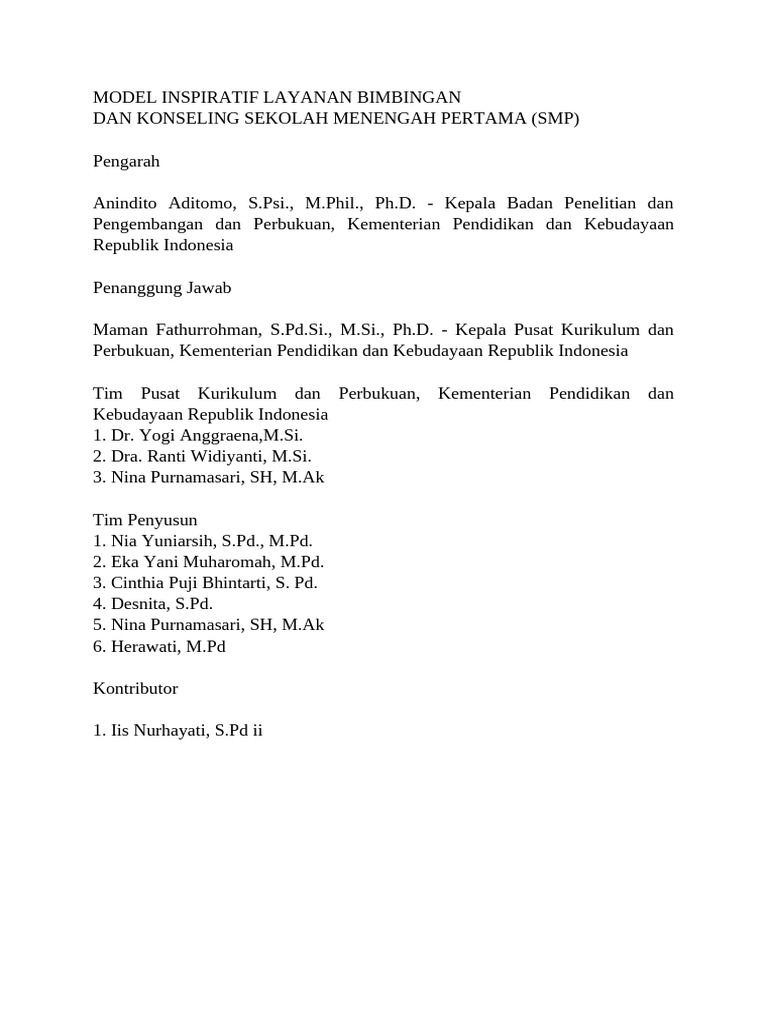 Model Inspiratif Layanan Bimbingan Ibu Esy | PDF