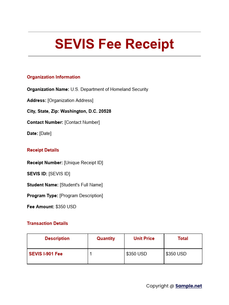 SEVIS Fee Receipt | PDF