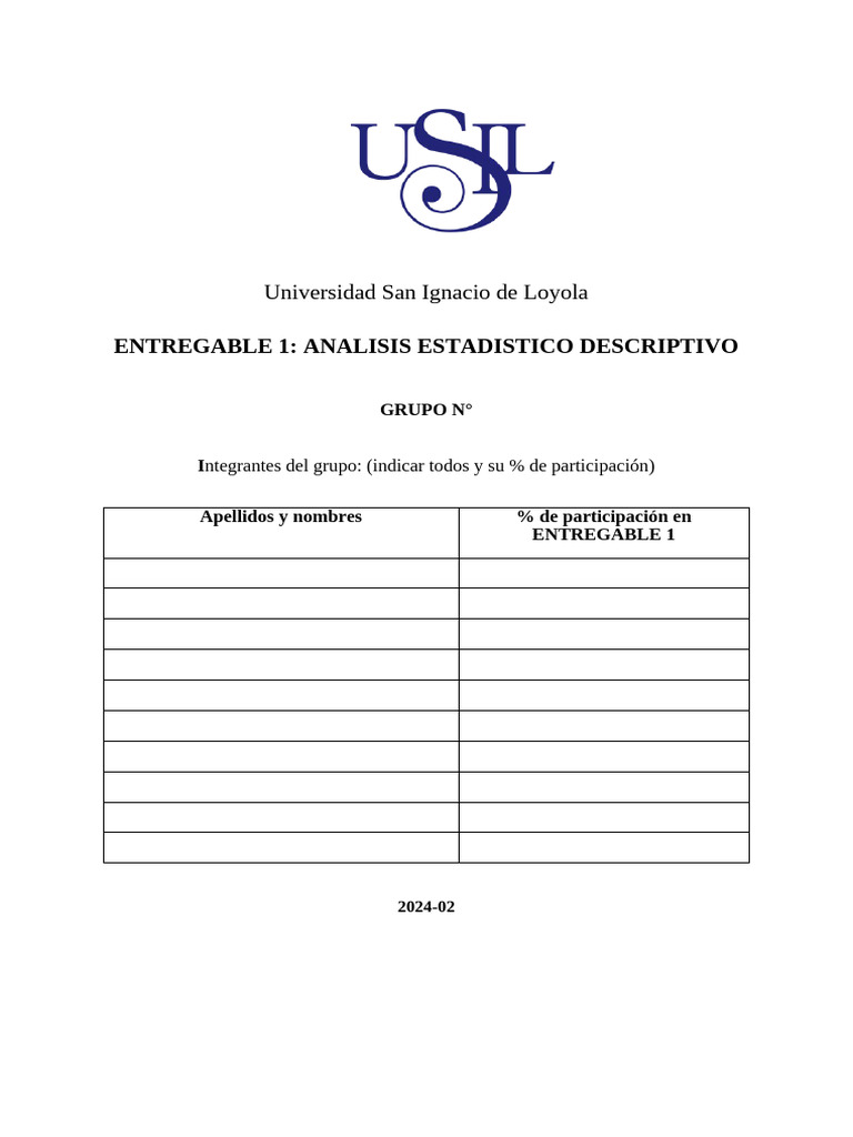 Esquema para presentar ENTREGABLE 1 2024_2 | PDF