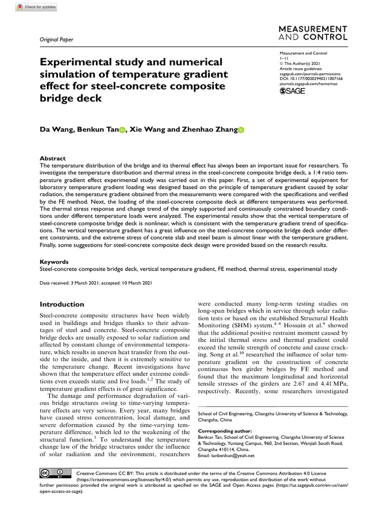 Experimental Study and Numerical Simulation of Temperature Gradient ...