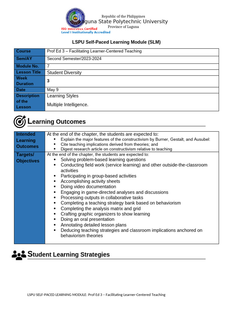SLM Chapter 7 Template | PDF