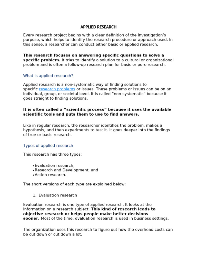 Applied Research | PDF