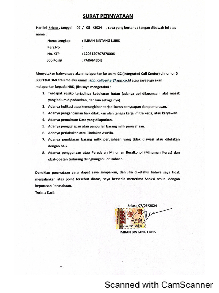 Surat Pernyataan Icc | PDF