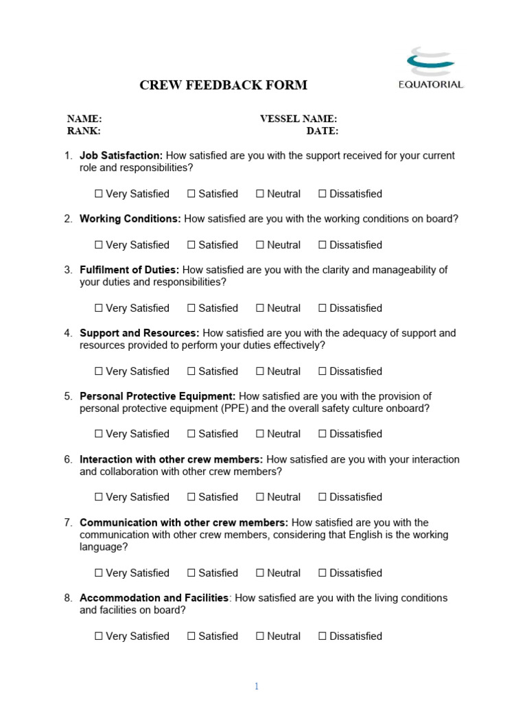 Crew Feedback Form | PDF