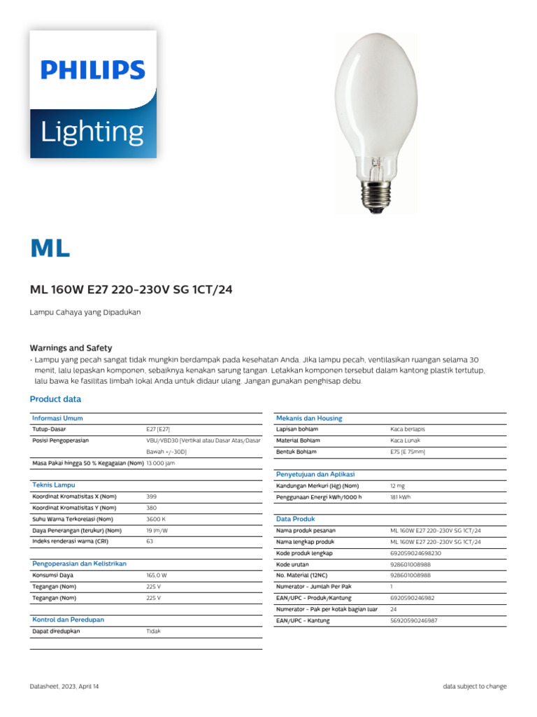 Philips ML 160W | PDF
