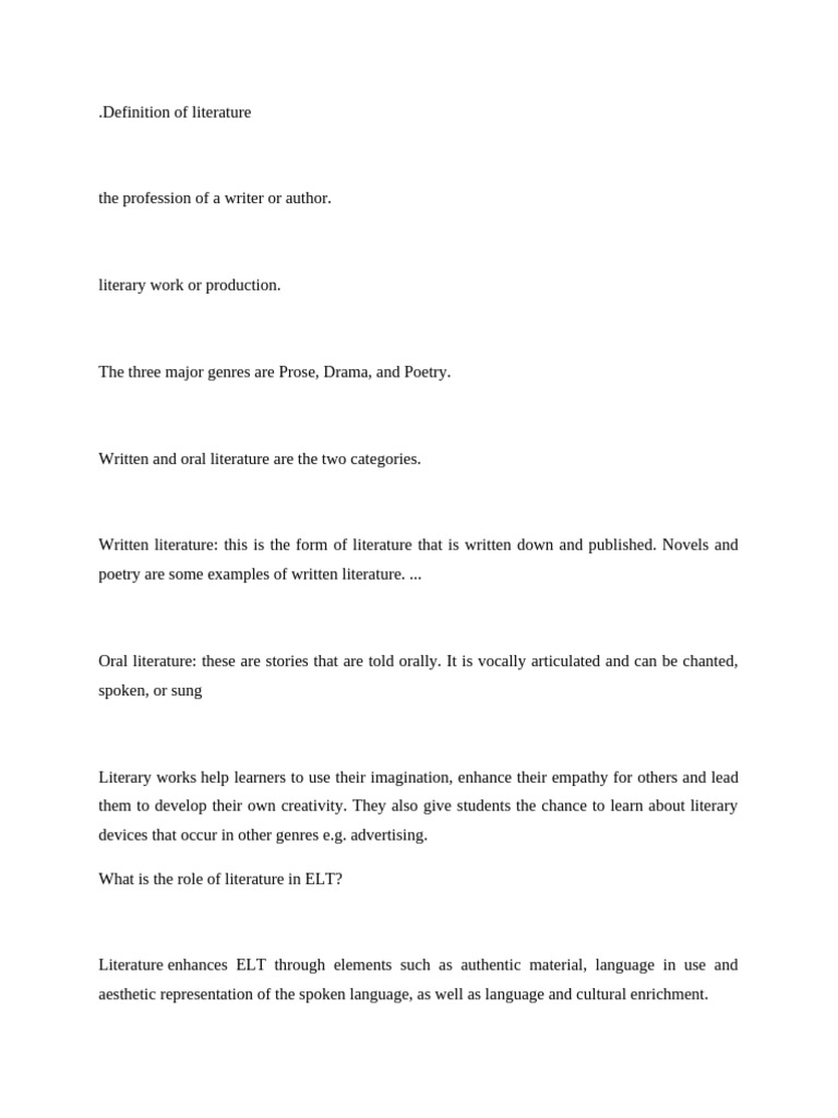 Definition of Literature | PDF