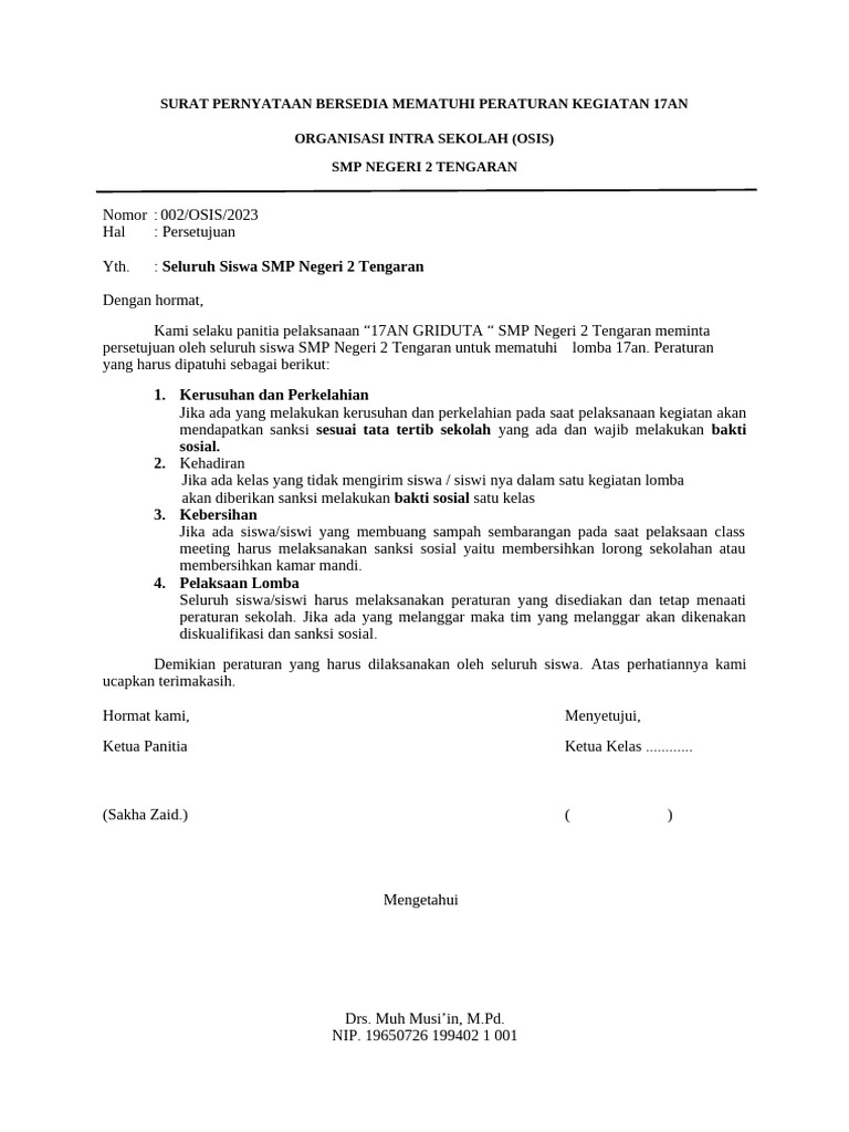 SURAT Perjanjian 17an | PDF