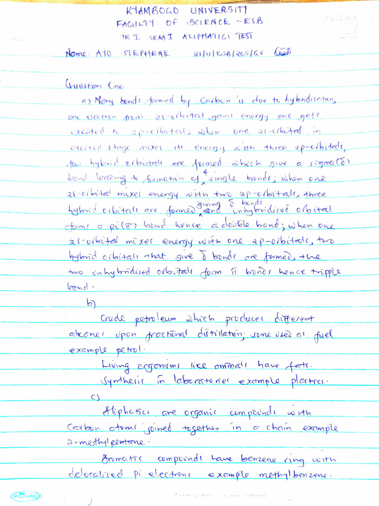 Aliphatics (Carbon) Test -Ayo S_084718 | PDF
