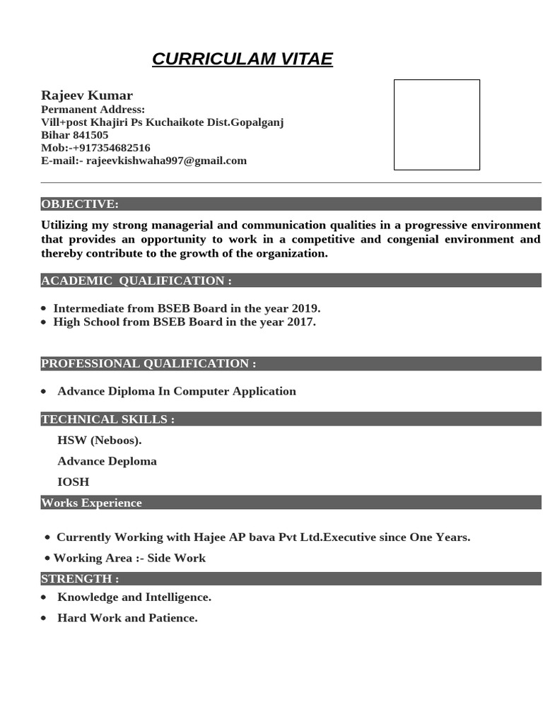 Rajeev Kumar Resume | PDF