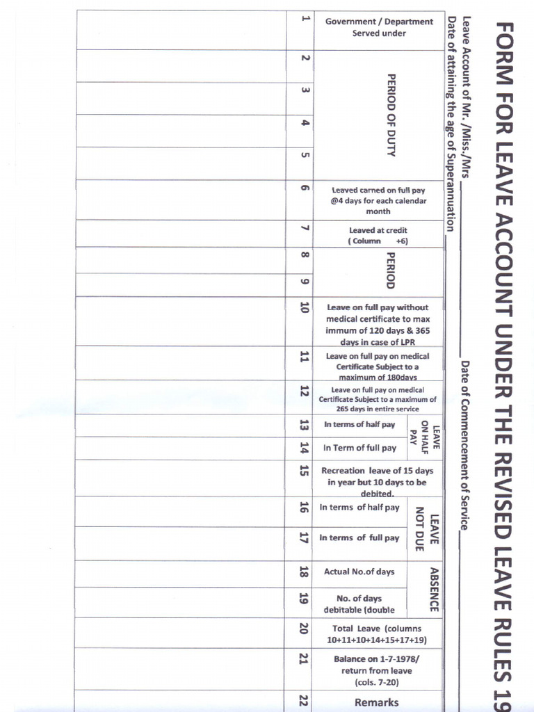 Form For Leave Account Form C | PDF