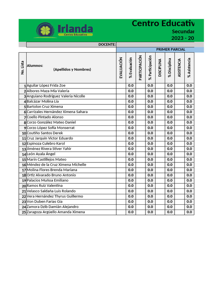 Formato de Calificación 2do. B FORCE | PDF