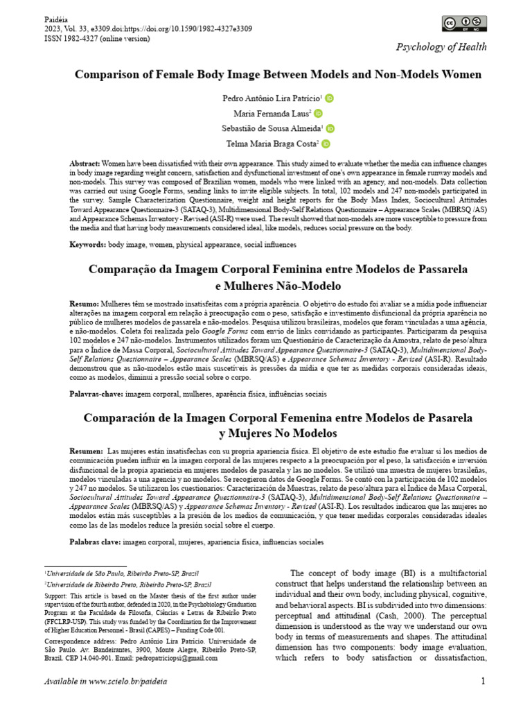 Female Body Image: Models vs Non-Models | PDF | Eating Disorder | Body ...