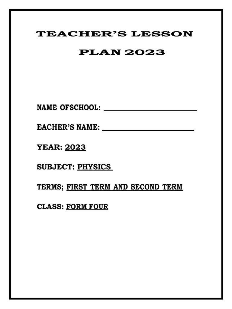 Physics Form 4 Lesson Plan | PDF