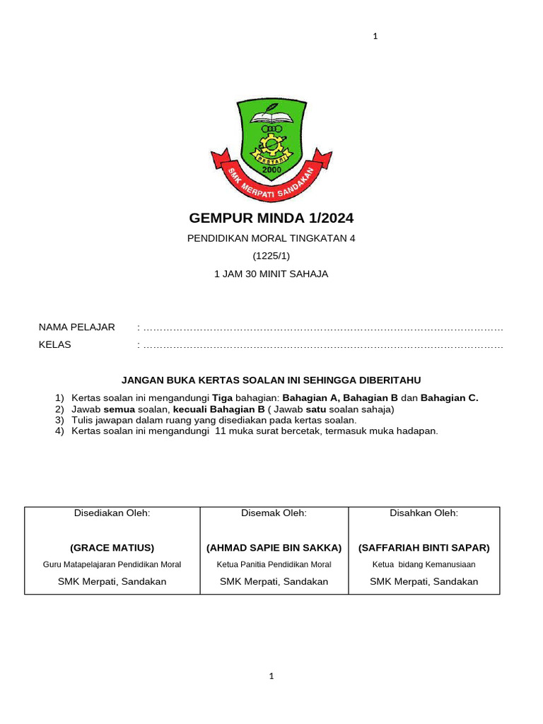 GM1 Pendidikan Moral T4 | PDF