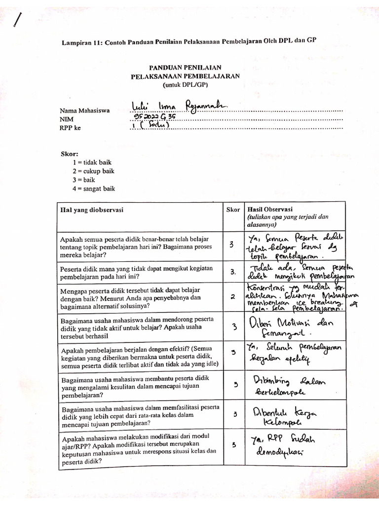 RPP 1 Lampiran 11 | PDF