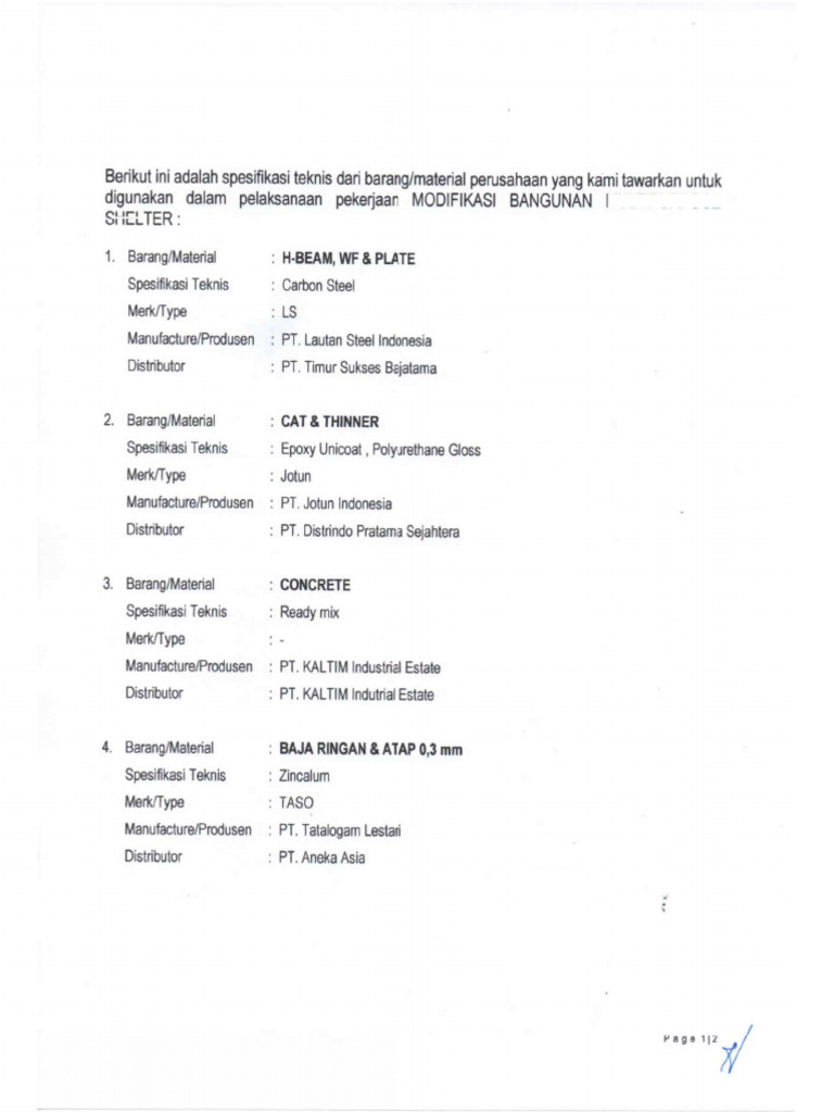 Daftar Material Dan Katalog OK | PDF