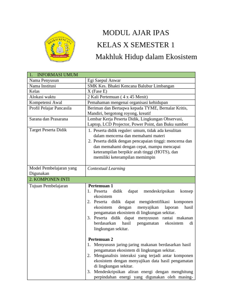 Modul Ajar Ipas | PDF