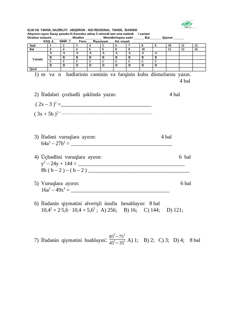 KSQ 6 Sinif 7 | PDF