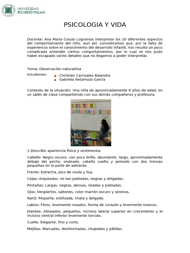 PSICOLOGIA Y VIDA-observacion Naturalista G | PDF